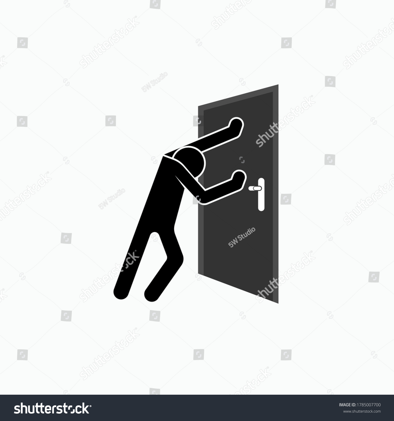 Push Door Icon Opening Symbol Vector: immagine vettoriale stock ...