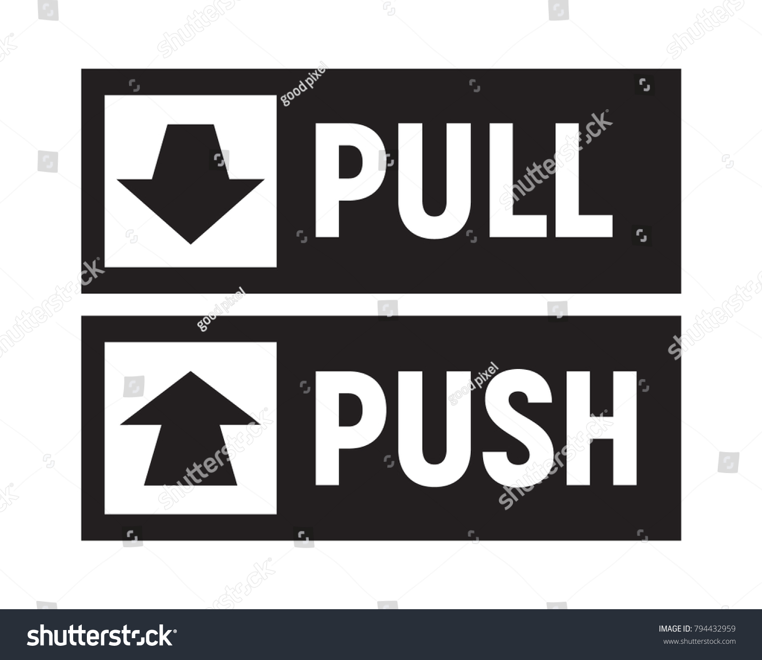 Vektor Stok Push Pull Door Signs Vector Illustration (Tanpa Royalti ...