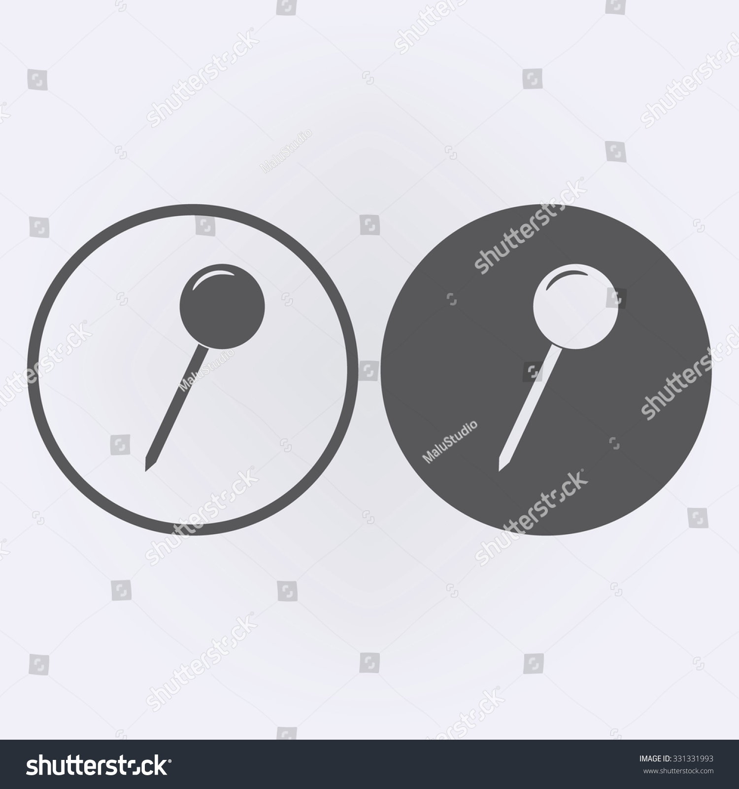 Push Pin Icon Set Circle Vector Stock Vector (Royalty Free) 331331993 ...