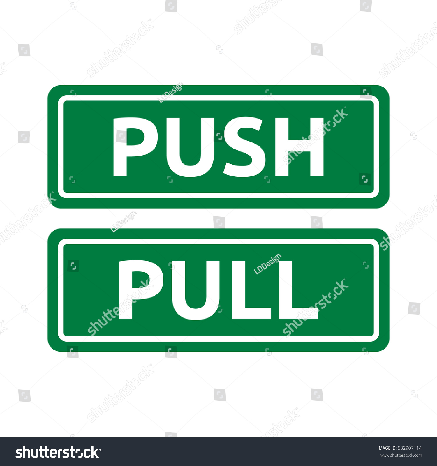 Push Pull Green Tag Signs: vector de stock (libre de regalías) 582907114