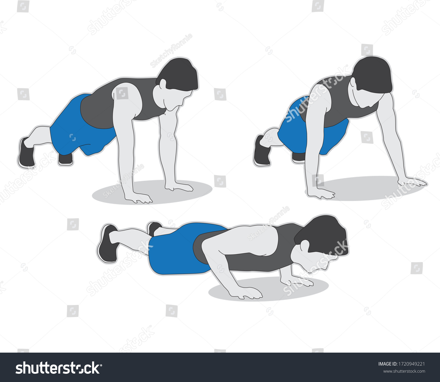 Push Exercise Silhouette Icon Vector Set Stock Vector (Royalty Free ...