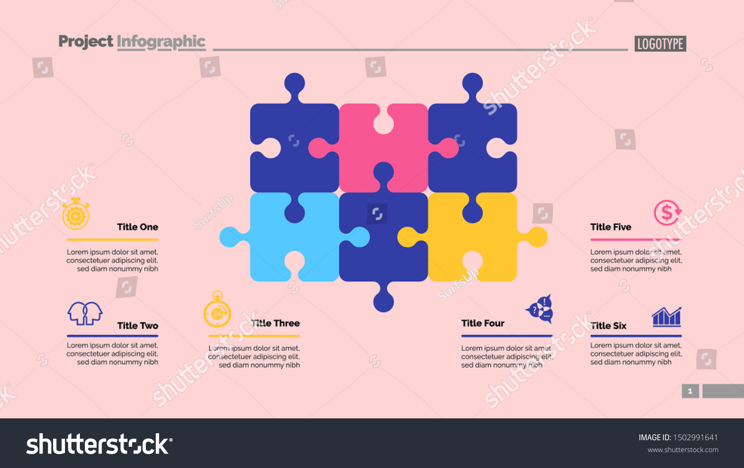 Puzzle Diagram Six Elements Cycle Chart Stock Vector (Royalty Free ...