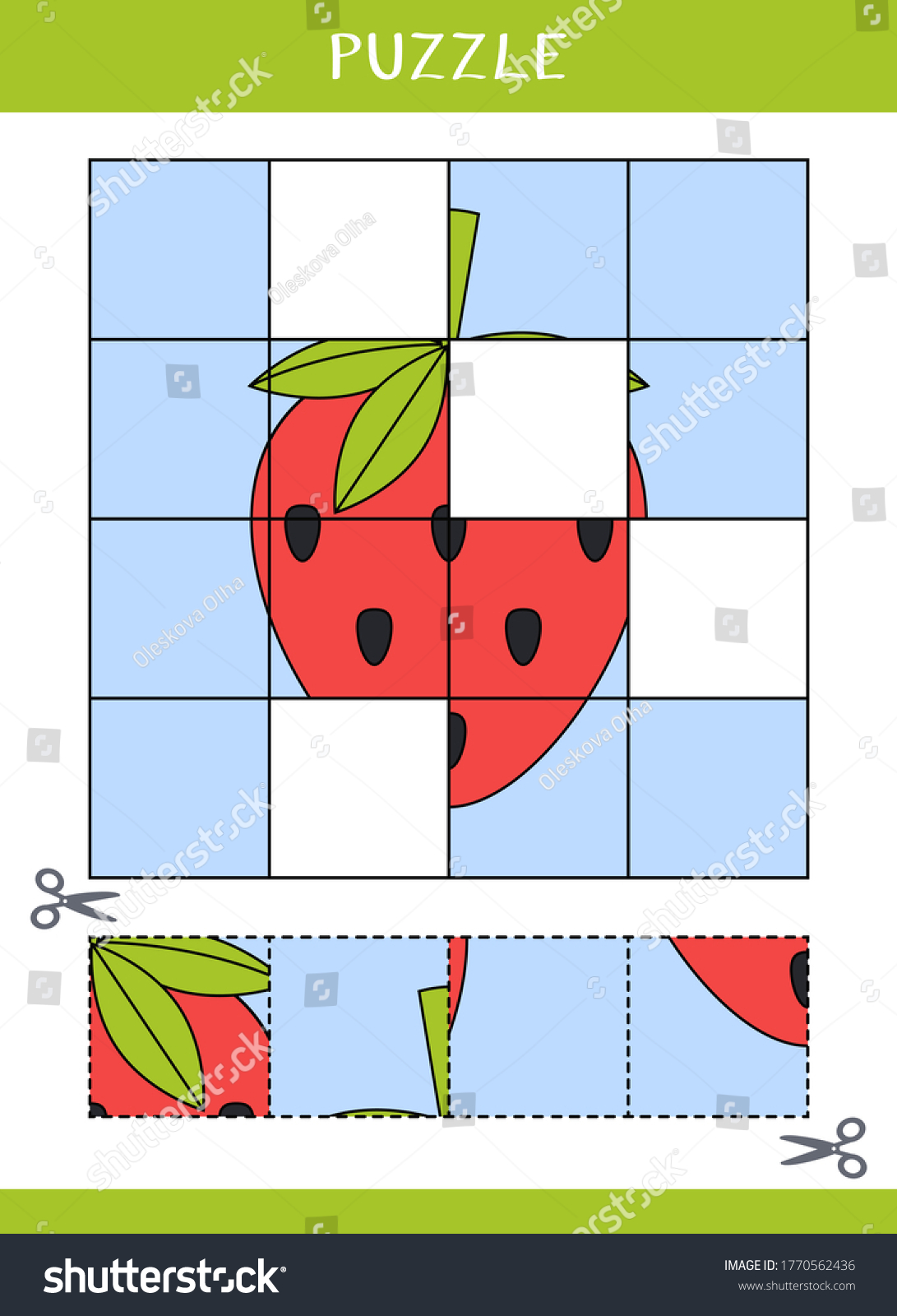 Puzzle Kids Simple Educational Game Cut Stock Vector (Royalty Free ...