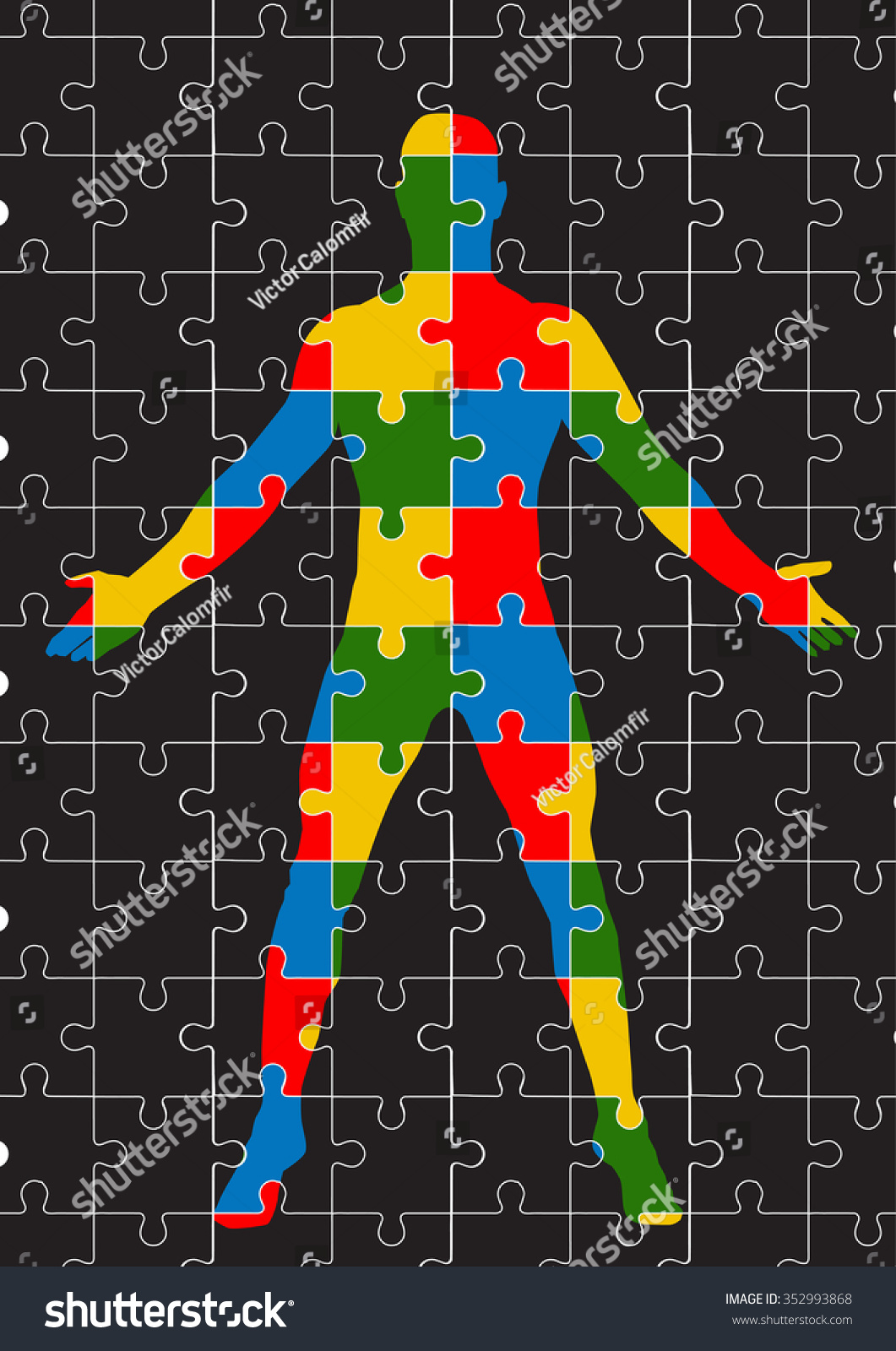 Puzzle Human Body Stock Vector 352993868 - Shutterstock