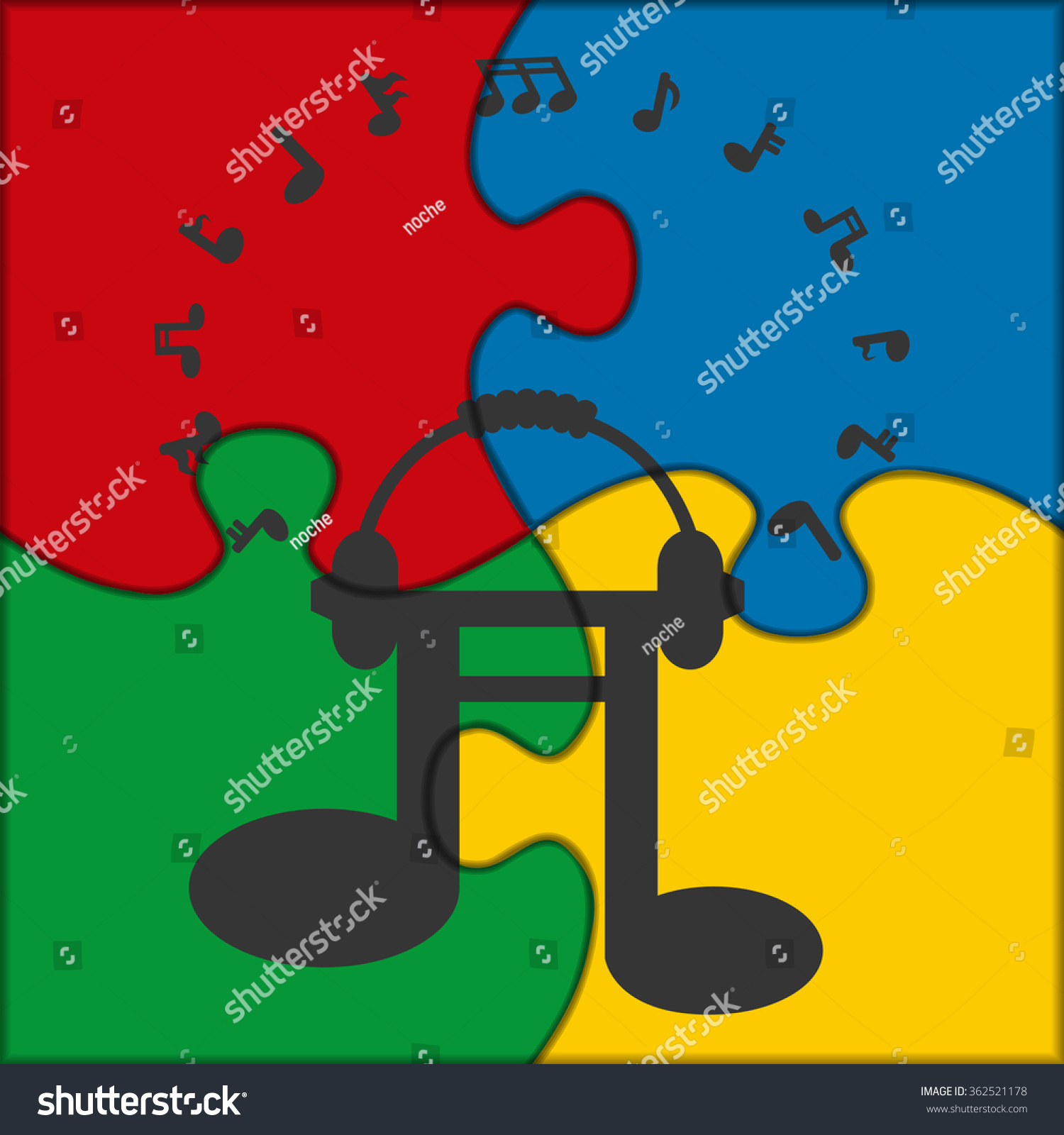 Puzzle Icon Music Notes: vector de stock (libre de regalías) 362521178 ...