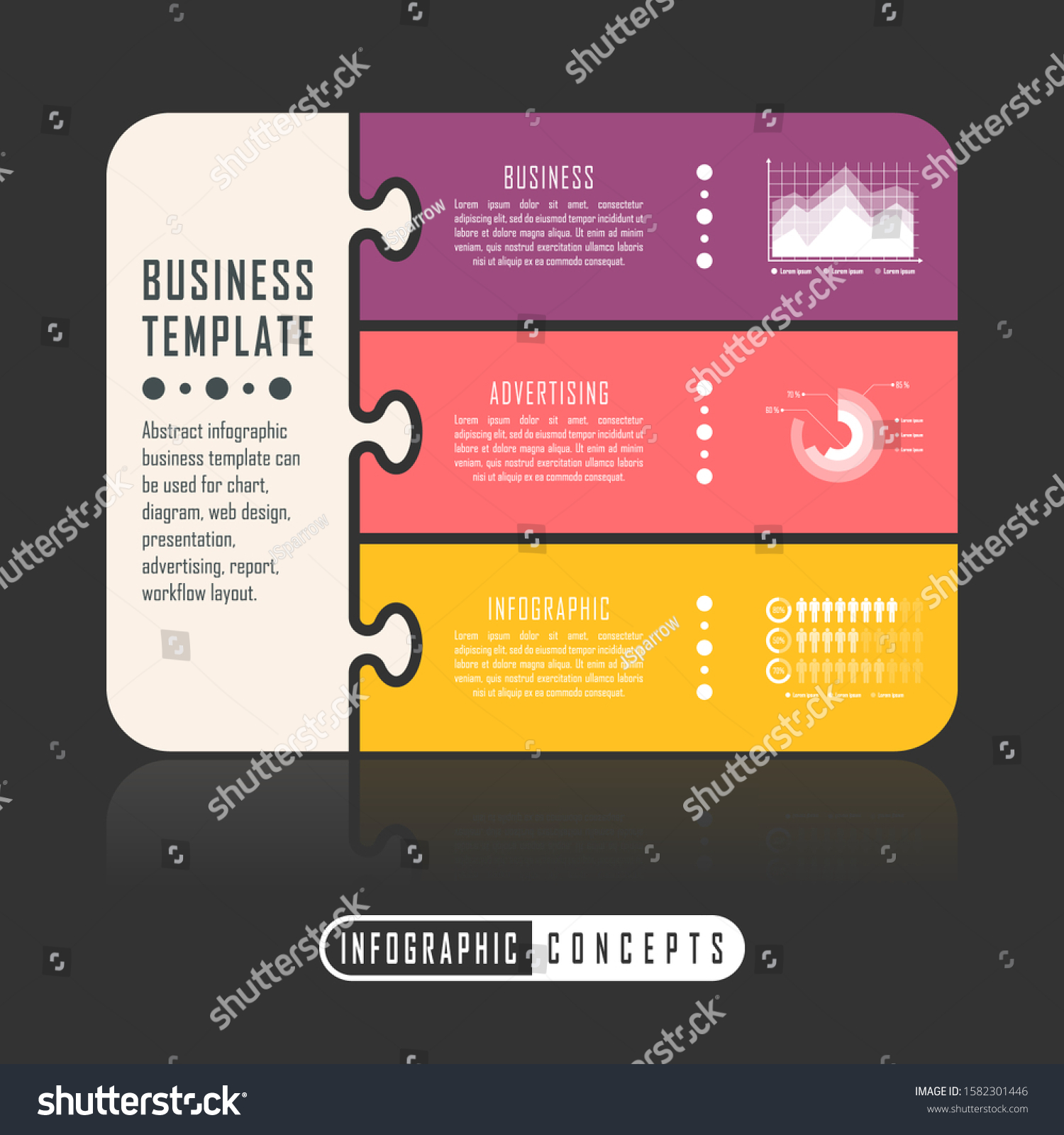 Puzzle Infographics Template Chart Diagram Web Stock Vector (Royalty ...