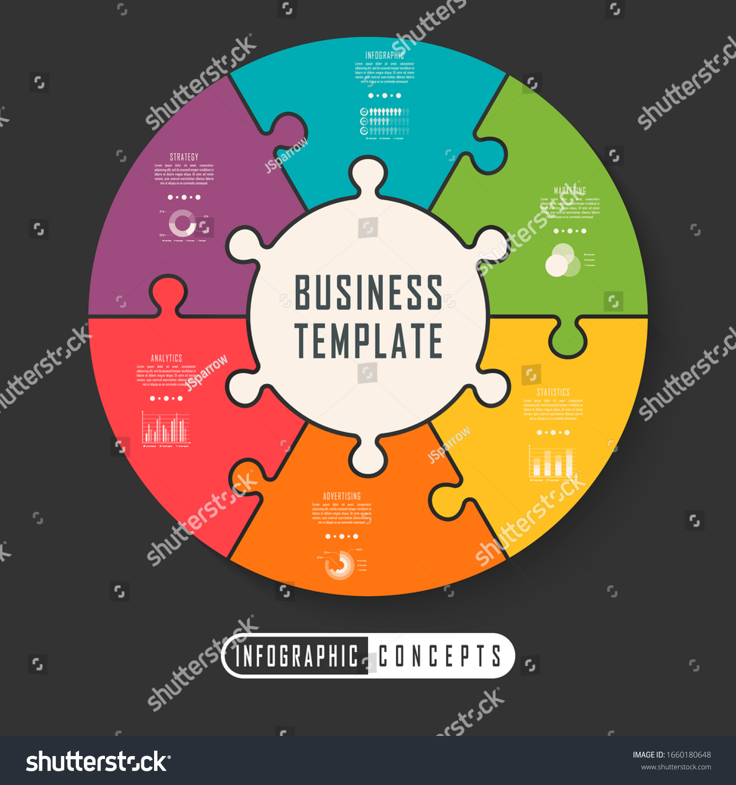 Puzzle Infographics Template Chart Diagram Web Stock Vector (Royalty ...