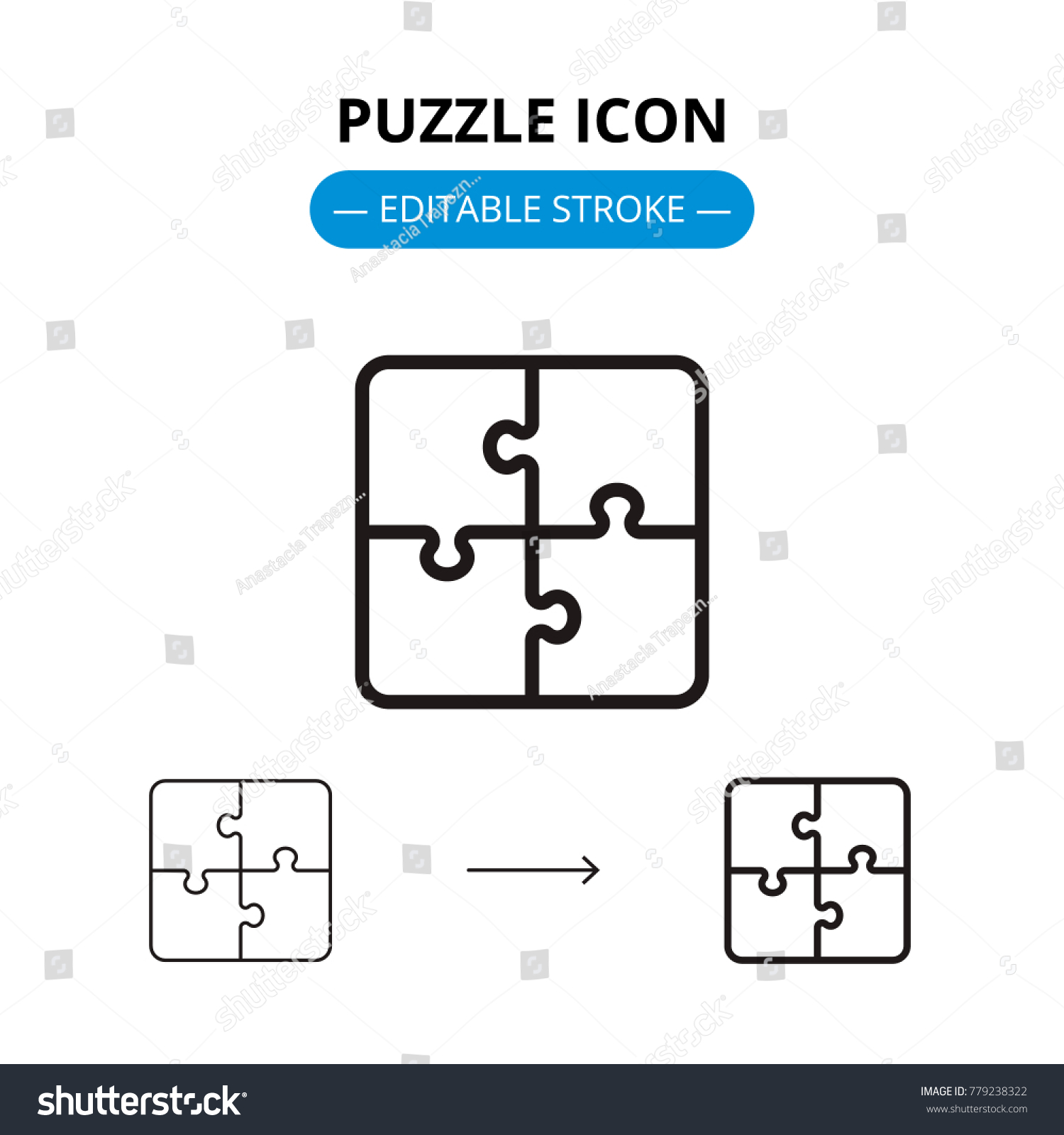 Puzzle Line Icon Editable Stroke Vector Stock Vector (Royalty Free ...