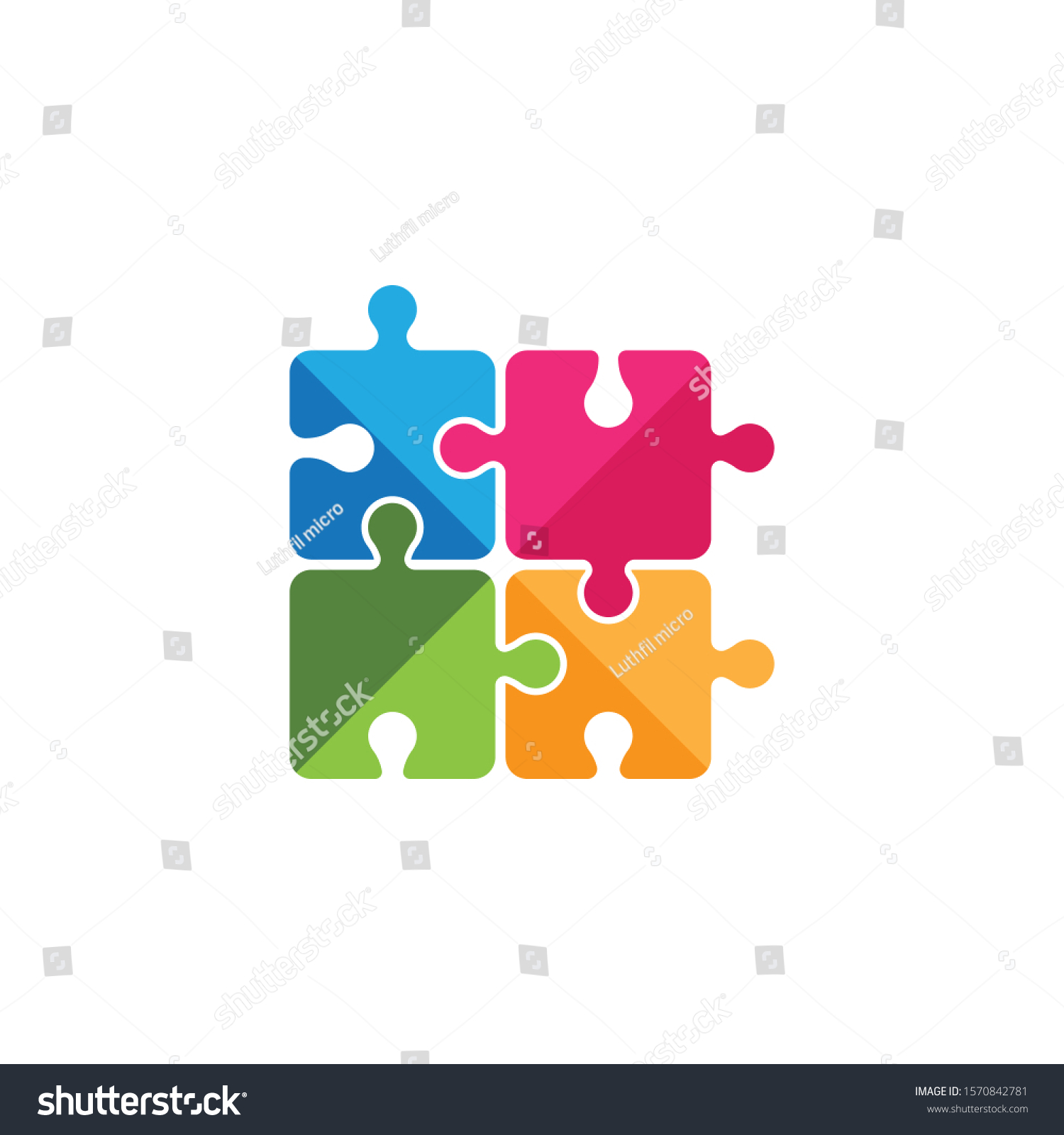 Puzzle Logo Vector Illustration Design Template: เวกเตอร์สต็อก (ปลอดค่า ...