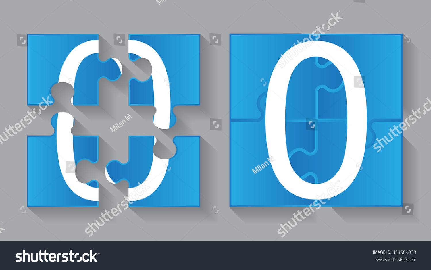 Puzzle Number 0vector Puzzle Icon Stock Vector (Royalty Free) 434569030