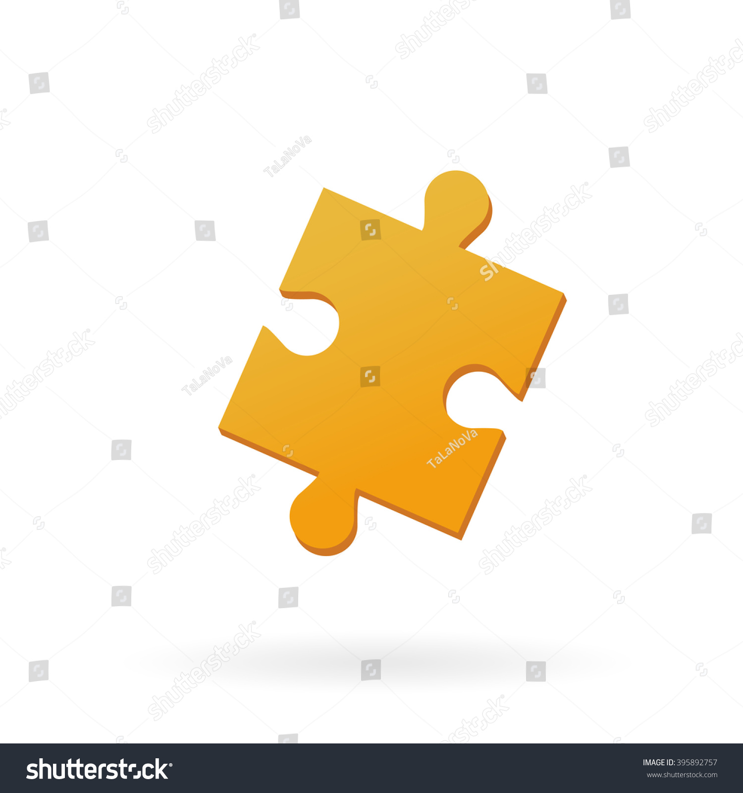 Puzzle Piece Yellow Stock Vector (Royalty Free) 395892757