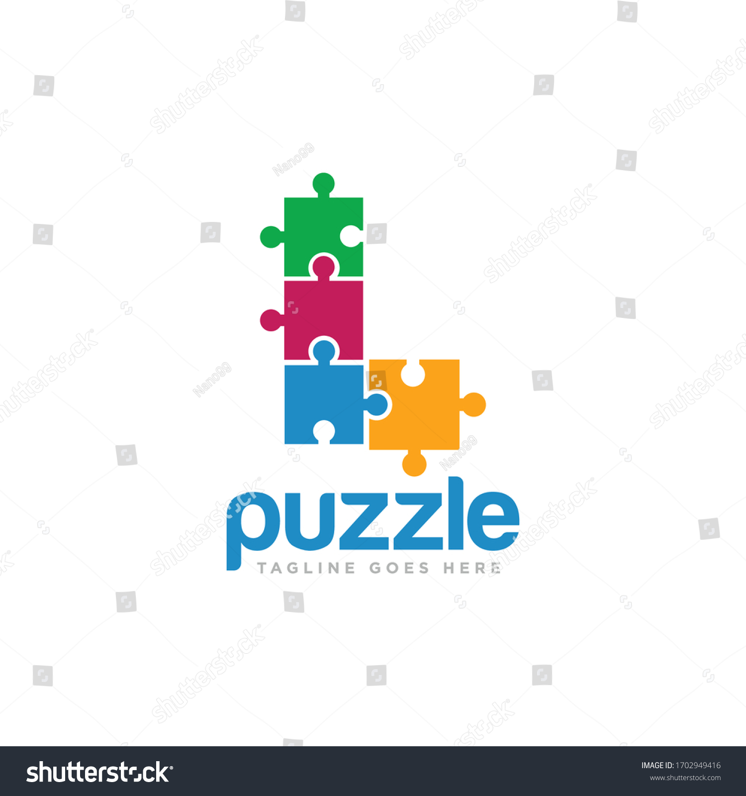 Puzzle Pieces Logo Design Vector Stock Vector (Royalty Free) 1702949416