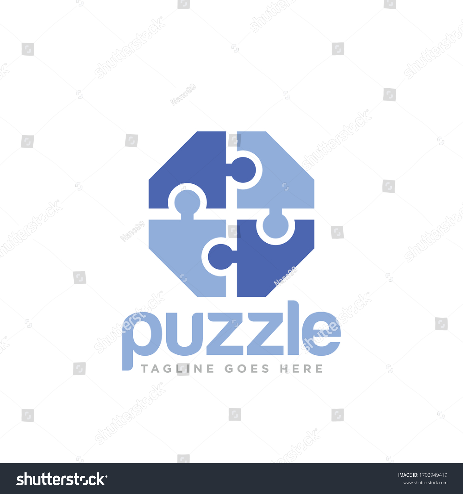 Puzzle Pieces Logo Design Vector Stock Vector (Royalty Free) 1702949419