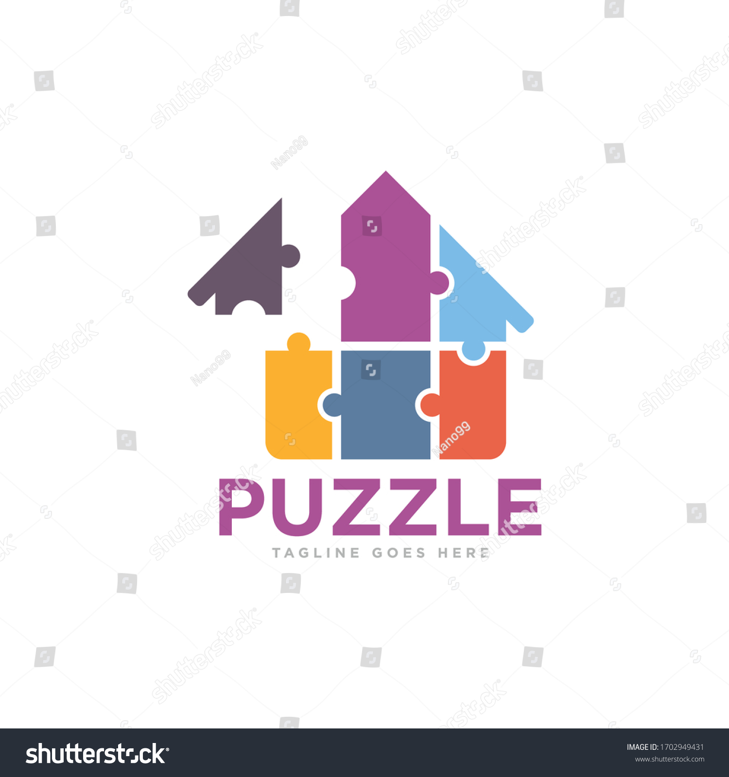 Puzzle Pieces Logo Design Vector Stock Vector (Royalty Free) 1702949431 ...