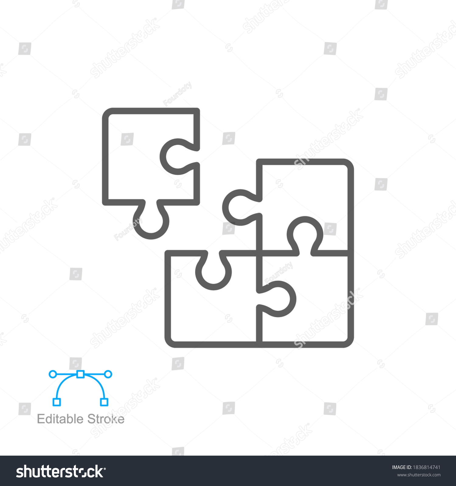 Puzzle Solution Jigsaw Line Icon Editable Stock Vector (Royalty Free ...