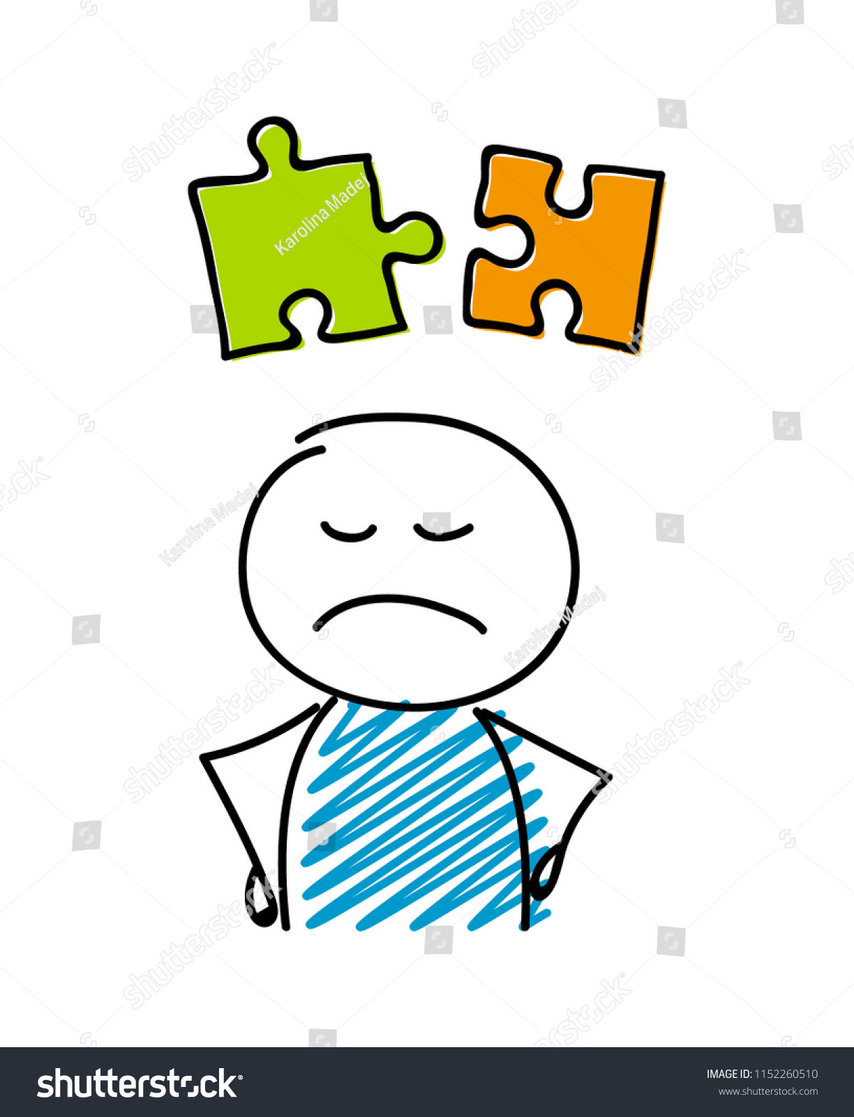 Puzzle Solution Symbol Angry Stickman Vector 库存矢量图（免版税）1152260510 ...