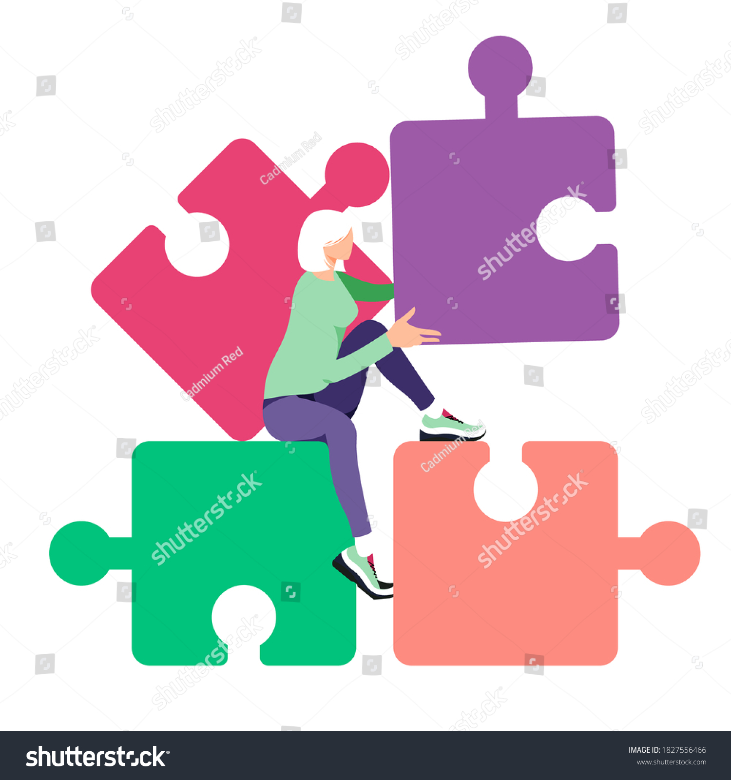 Puzzle Solving Flat Cartoon Illustration Problem: vetor stock (livre de ...