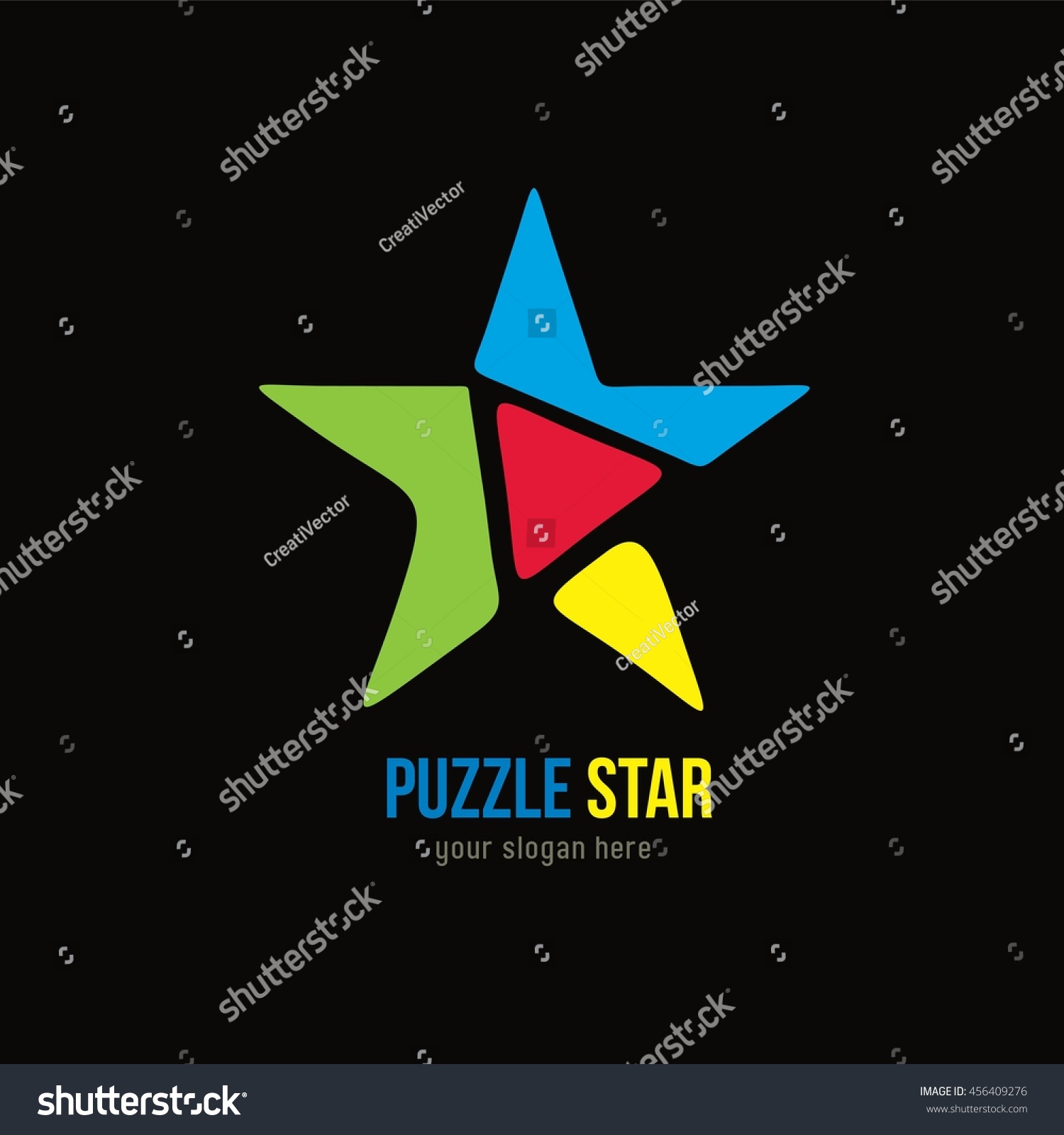 Puzzle Star Logo Design Template Flat Stock Vector (Royalty Free ...