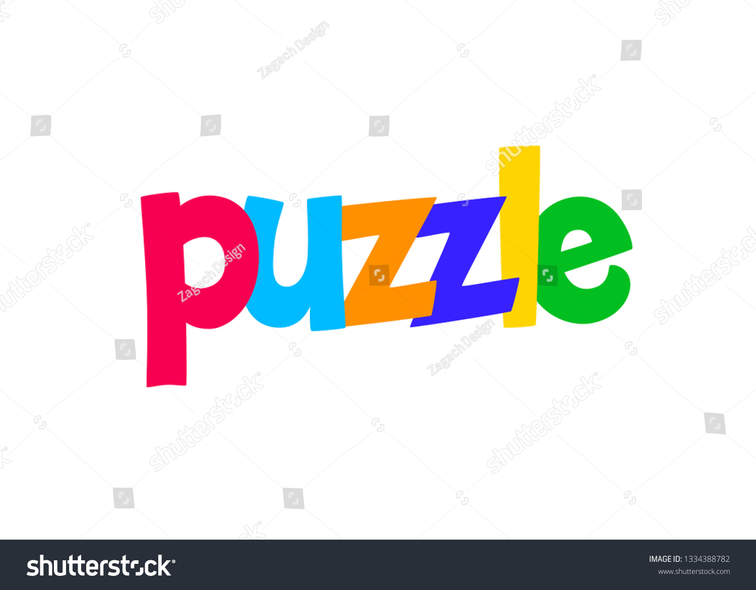 Puzzle Vector Lettering Text Label Typography Stock Vector (Royalty ...