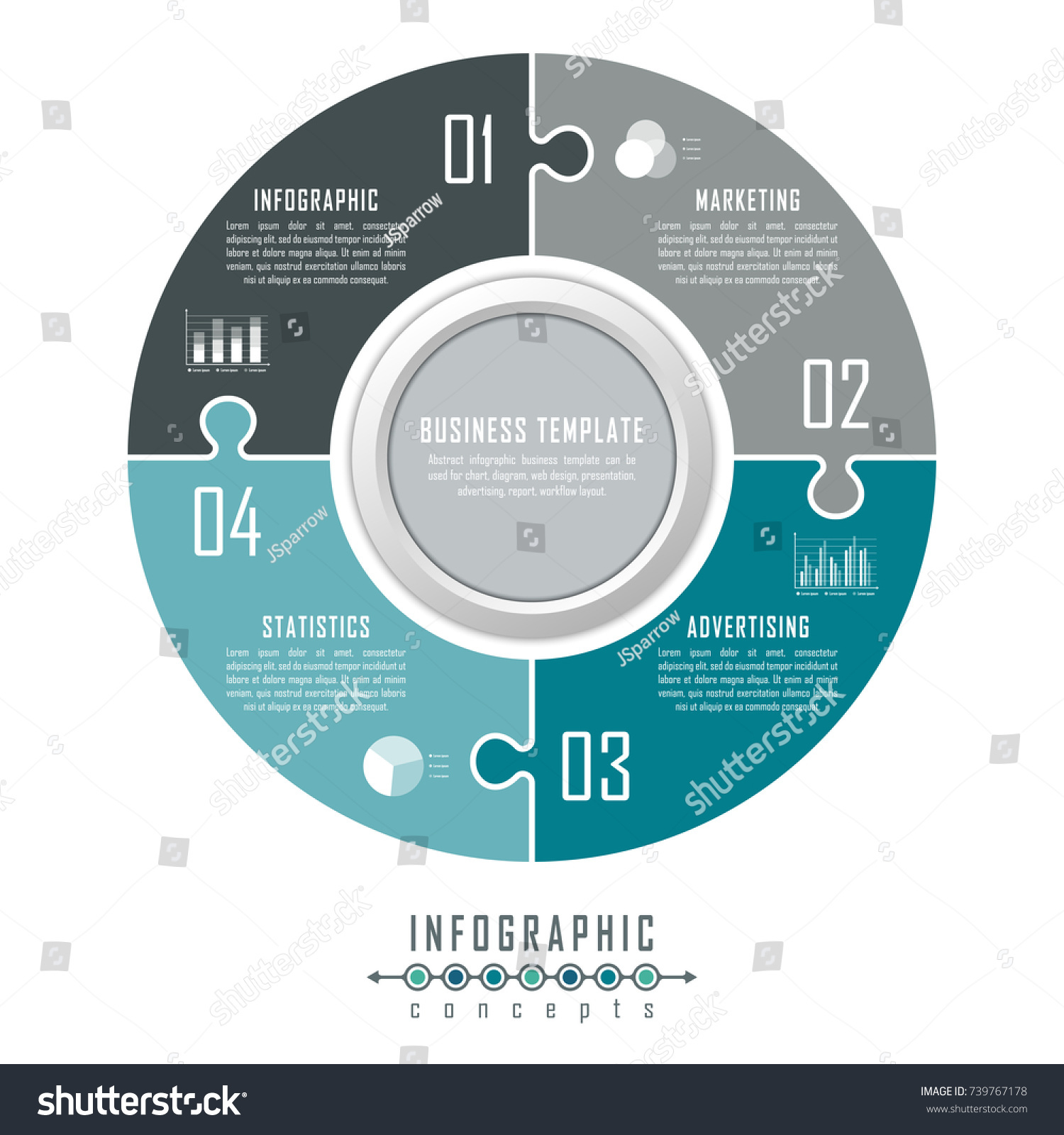 Puzzle Vector Timeline Infographics Chart Diagram Stock Vector (Royalty ...