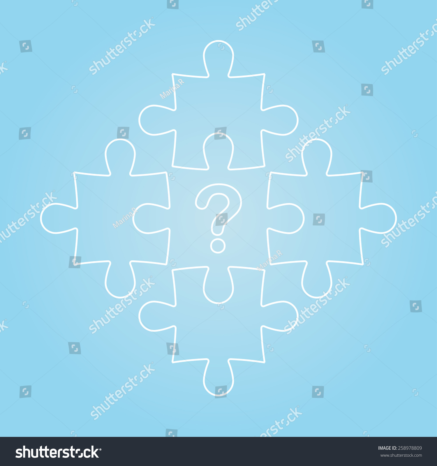 Puzzles Question Mark Line Design Vector: เวกเตอร์สต็อก (ปลอดค่า ...