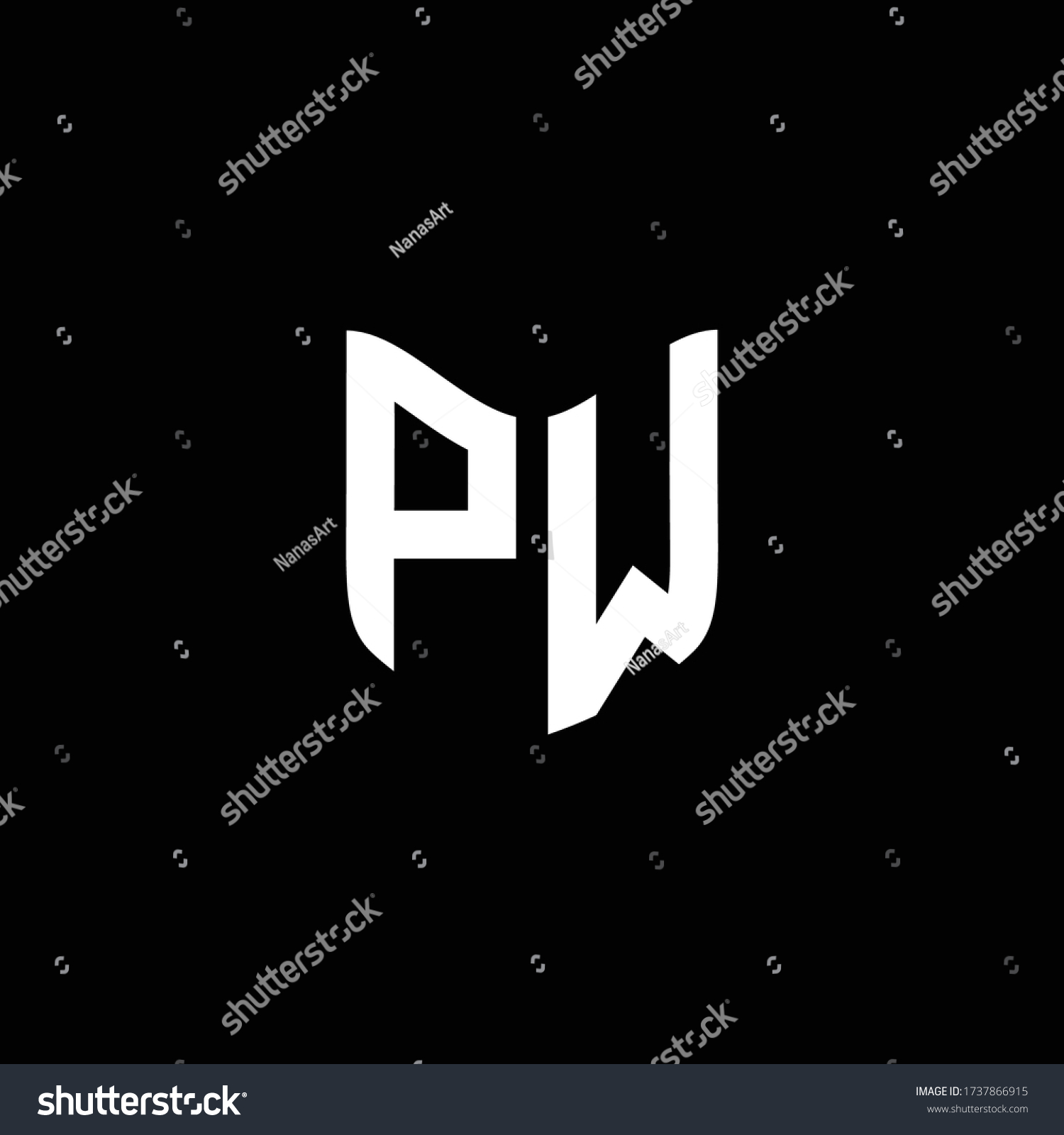 Pw Logo Monogram Shield Shape Design Stock Vector (Royalty Free ...