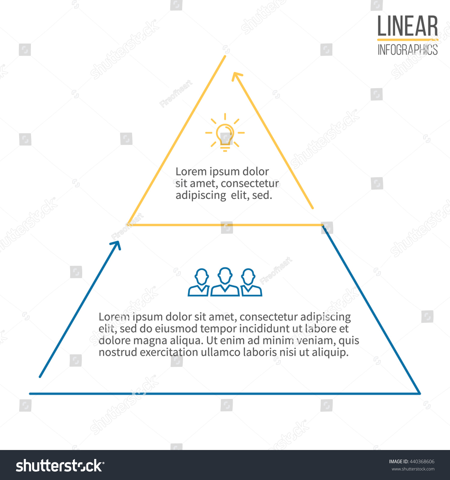 Vektor Stok Pyramid Infographics Linear Diagram Chart 2 (Tanpa Royalti ...