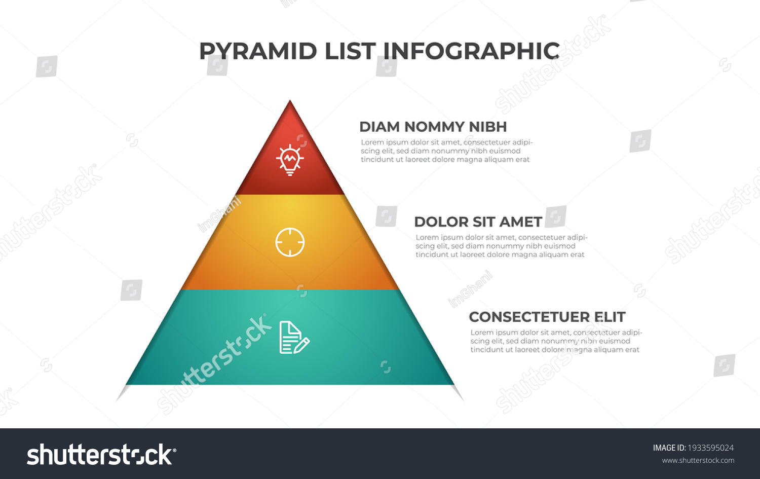 Pyramid Infographic Template 3 Layers List 库存矢量图（免版税）1933595024 ...