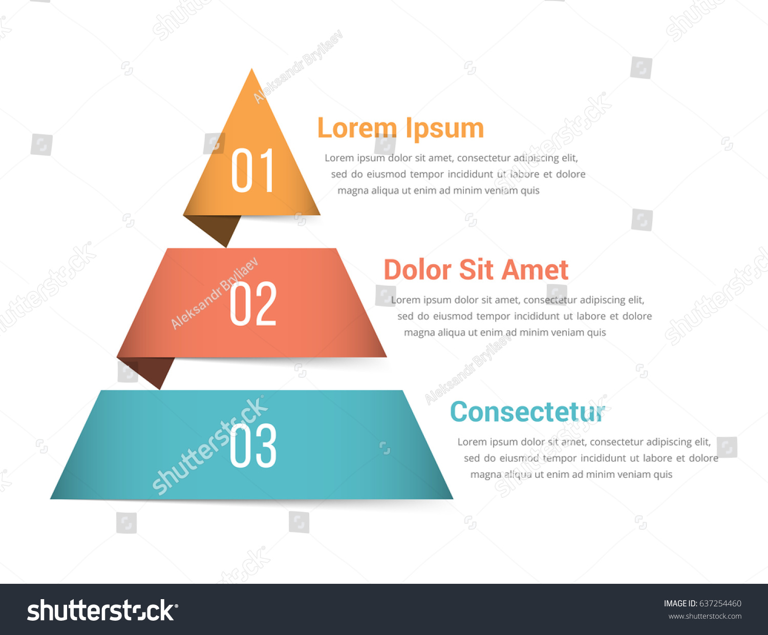 Pyramid Infographic Template Three Elements Vector Stock Vector ...