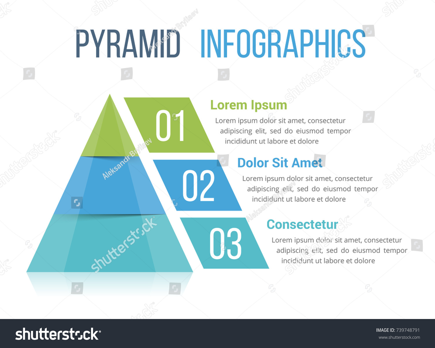 Pyramid Infographic Template Three Elements Vector Stock Vector ...