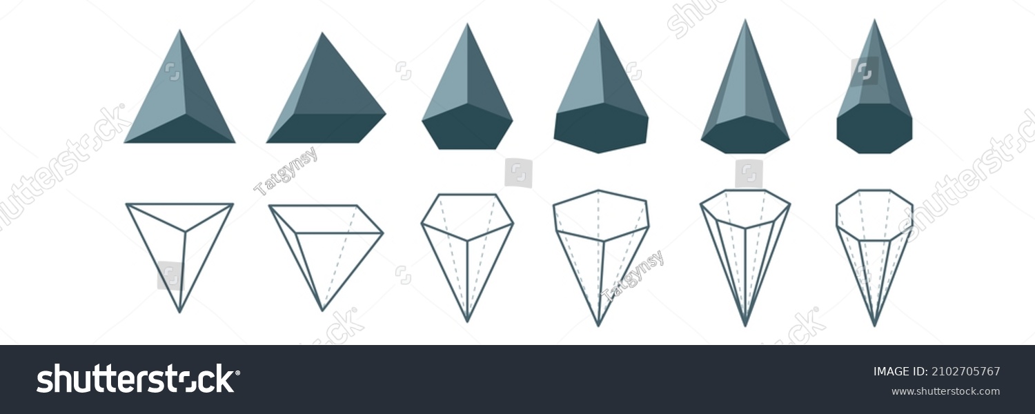 Pyramid Types Set 3d Line Icon Stock Vector (Royalty Free) 2102705767