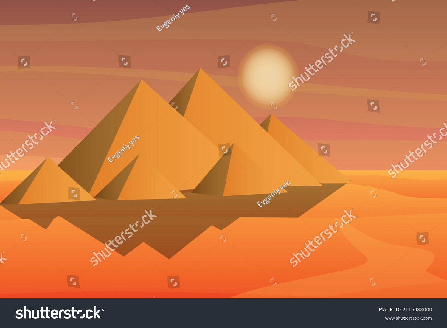 Pyramids Desert Vector Stock Vector (Royalty Free) 2116988000 ...