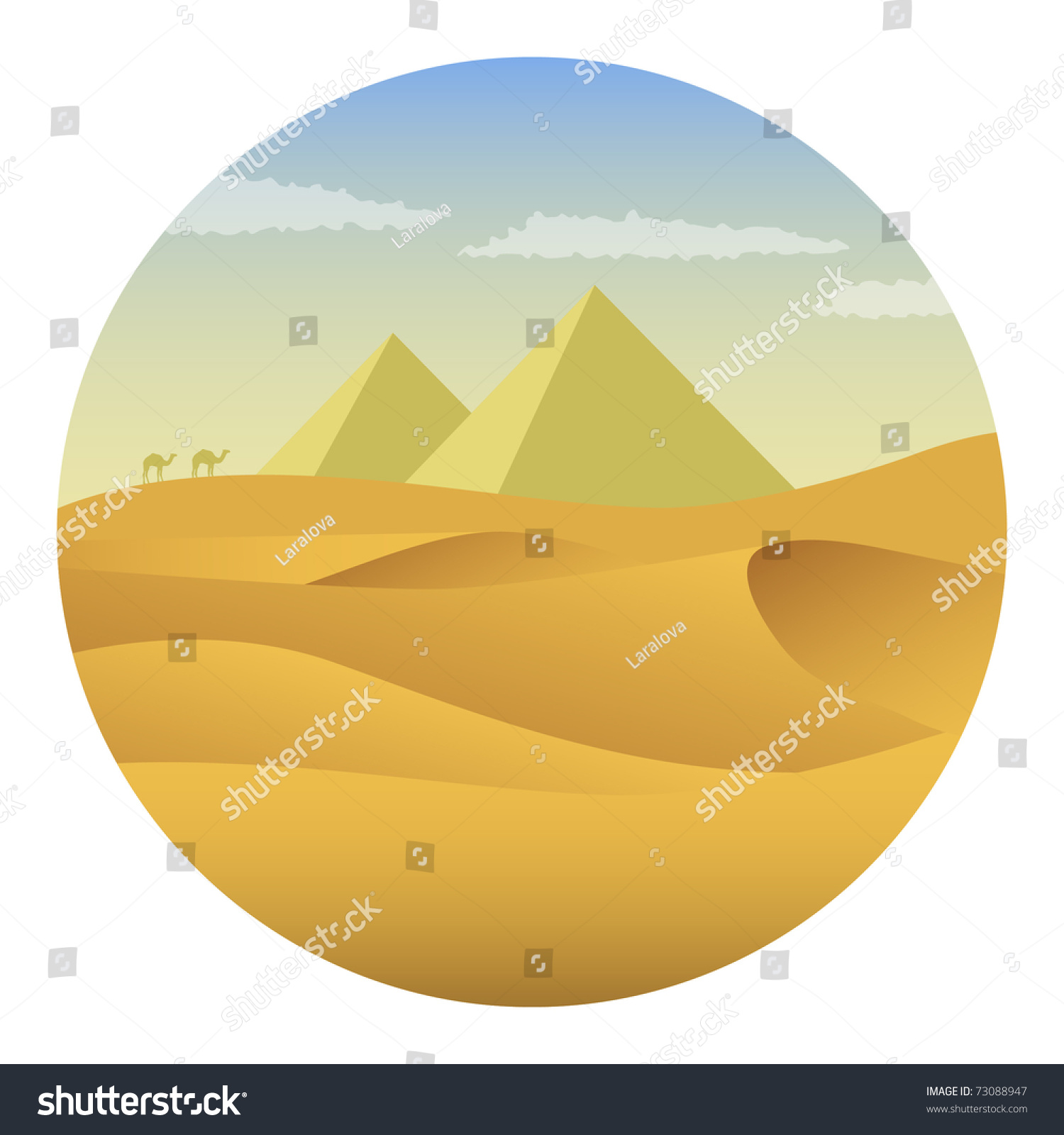 Pyramids Desert Vector Illustration Stock Vector (Royalty Free ...