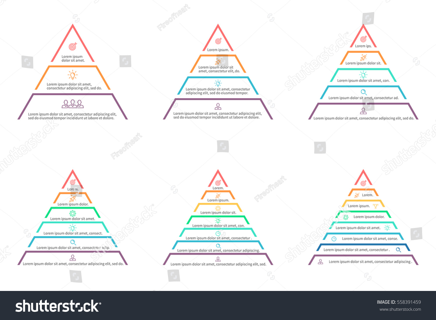 Pyramids Triangles Infographics Design Elements 3 Stock Vector (Royalty ...