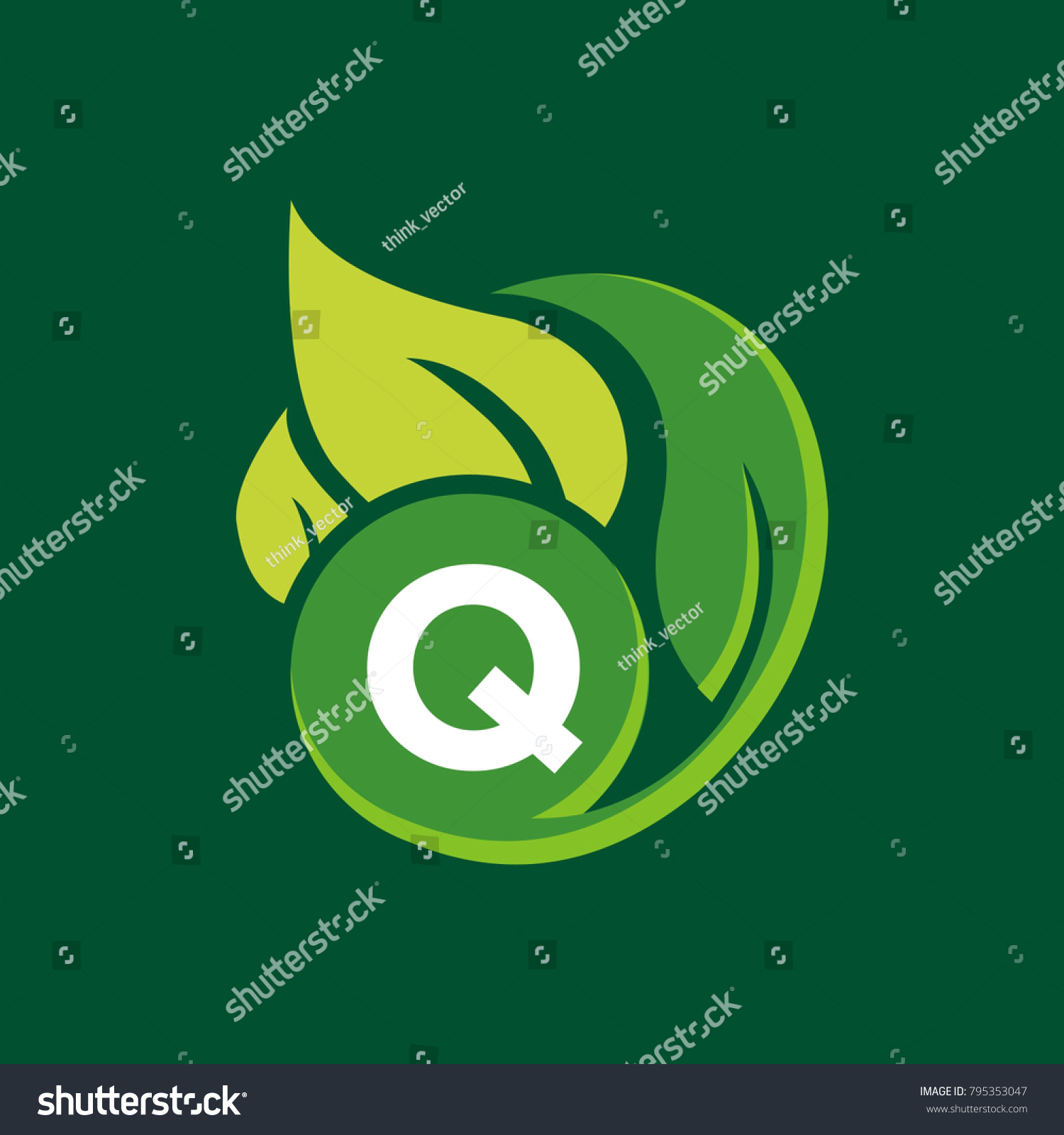 Q Letter Leaf Logo Design Stock Vector (Royalty Free) 795353047 ...