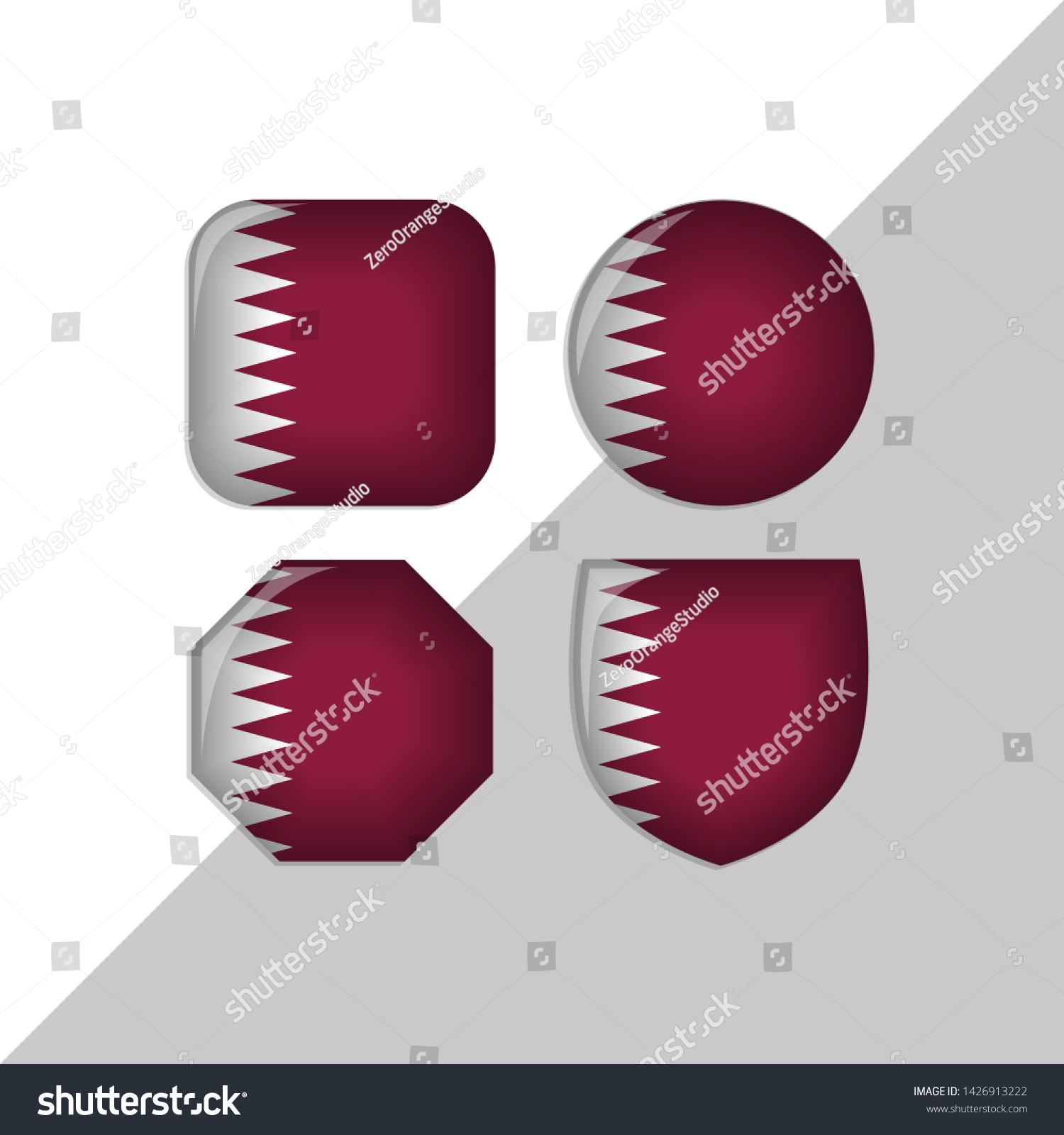 「Qatar Flag Icons Theme Vector」のベクター画像素材（ロイヤリティフリー） 1426913222 ...