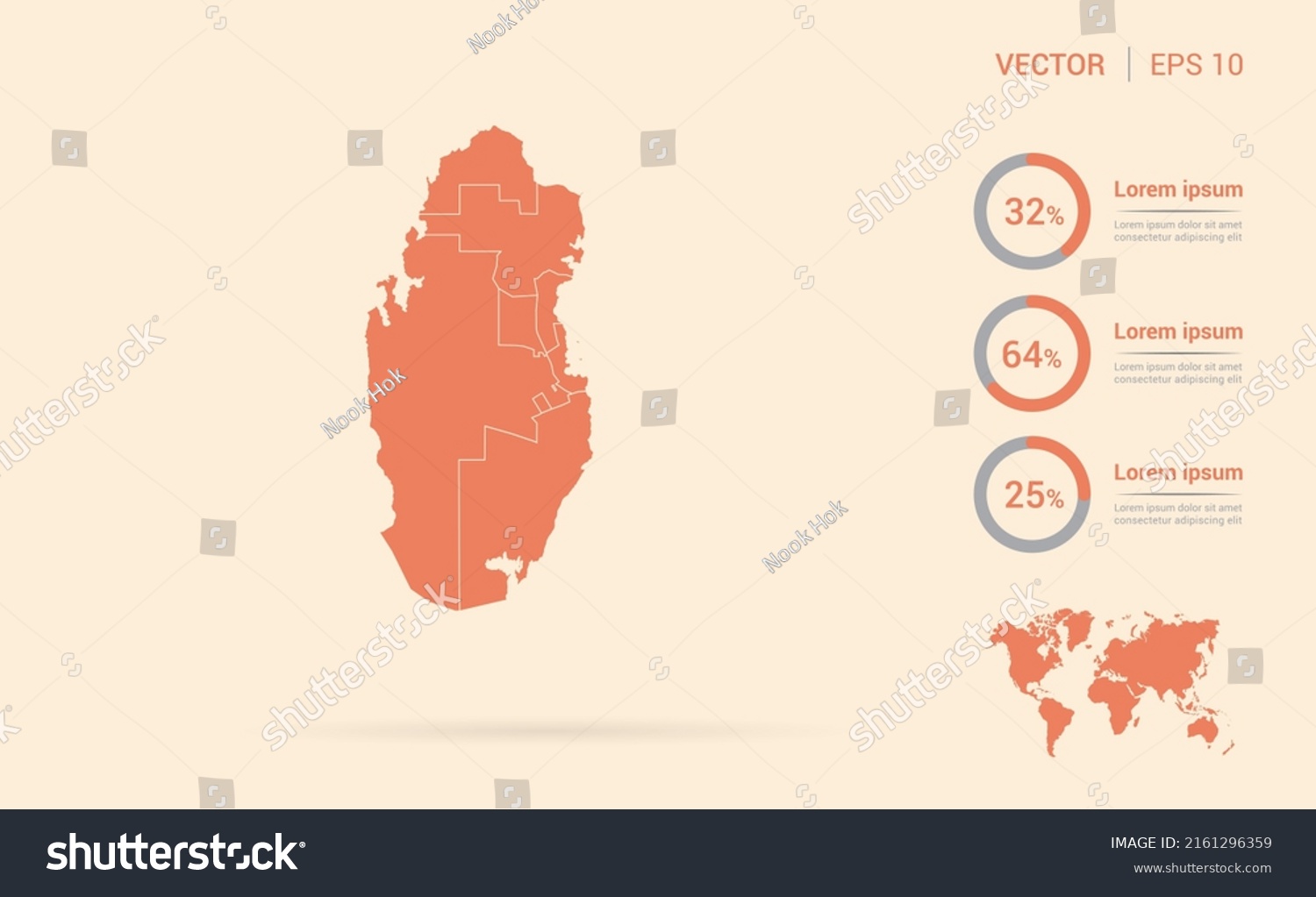 Qatar Map Orange Abstract Infographic Vector Stock Vector (Royalty Free ...