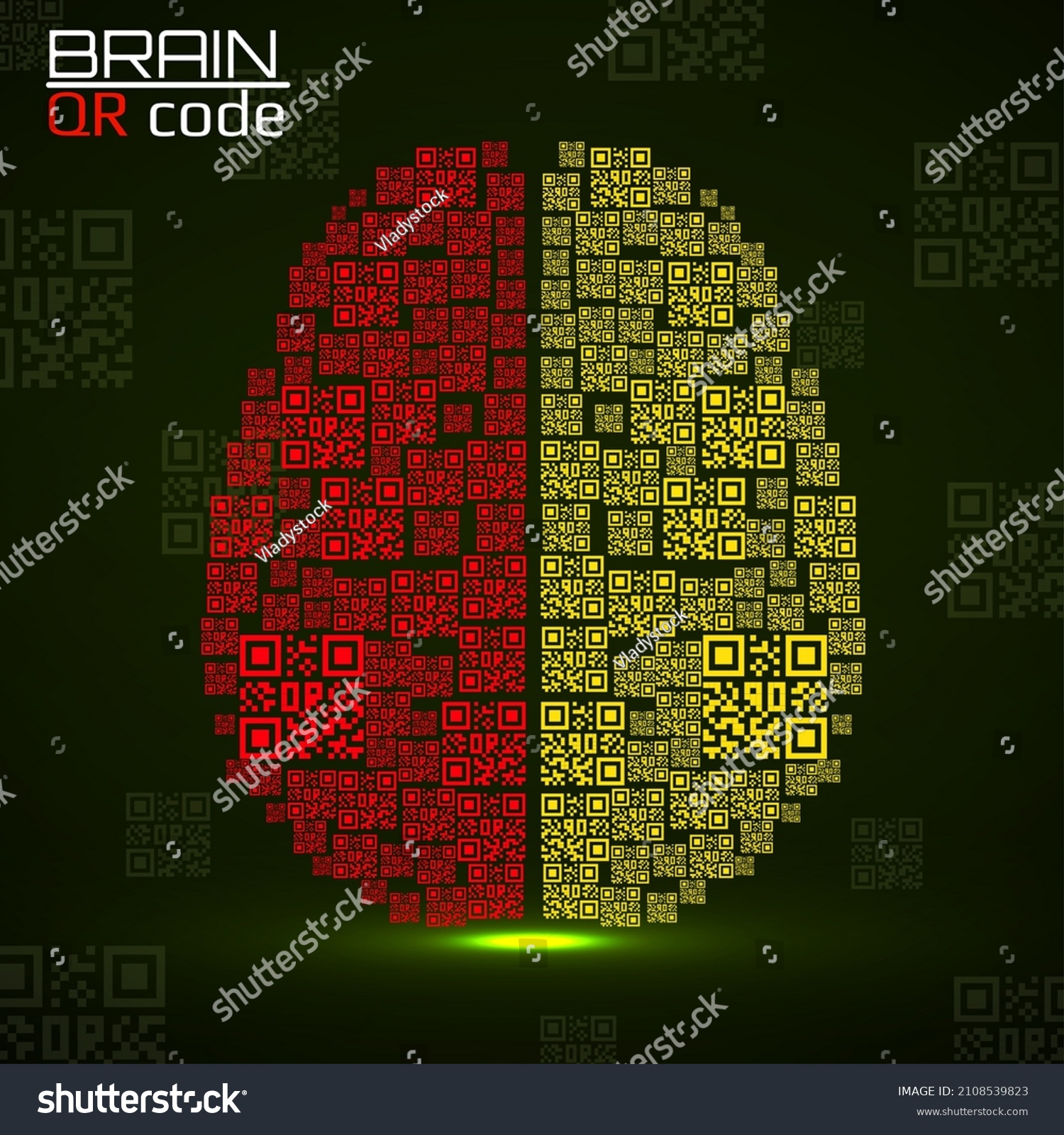 Qr Code Brain Silhouette Human Brain Stock Vector (Royalty Free) 2108539823