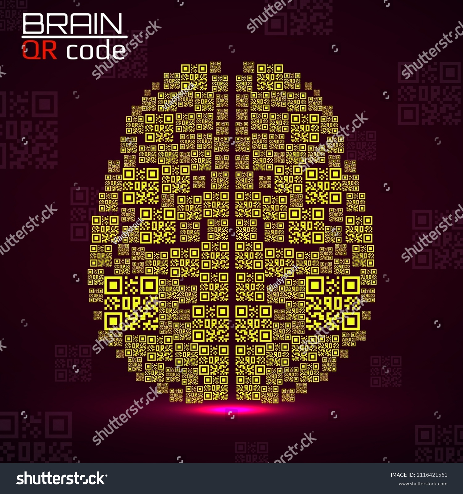 Qr Code Brain Silhouette Human Brain Stock Vector (Royalty Free) 2116421561