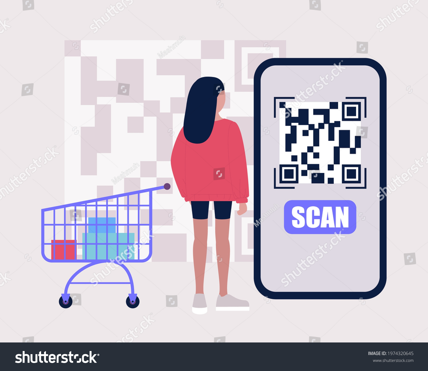 Qr Code Concept Barcode Qr Code Stock Vector (Royalty Free) 1974320645 ...