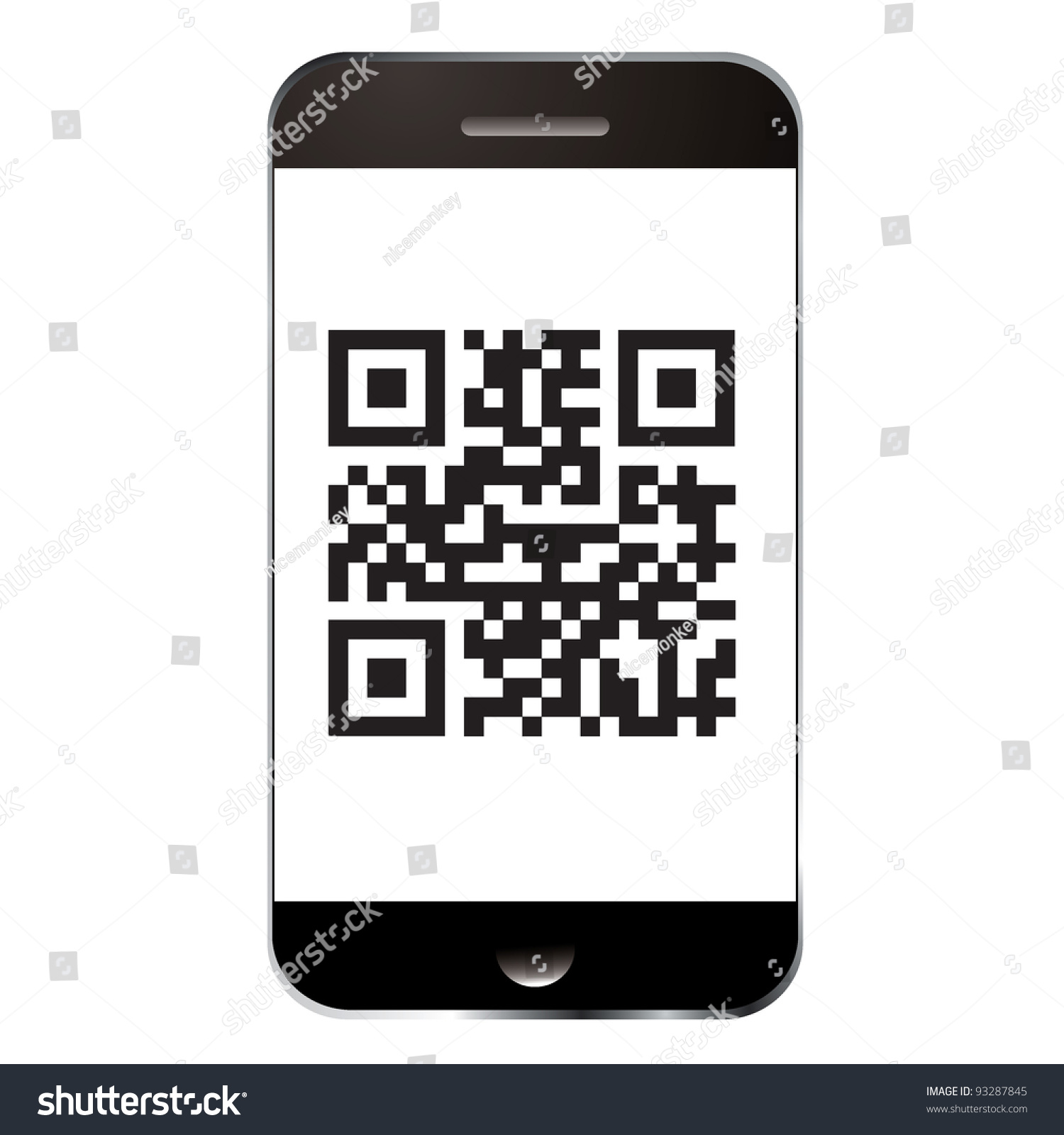 Qr Code Scanning Smart Mobile Cell Stock Vector (Royalty Free) 93287845