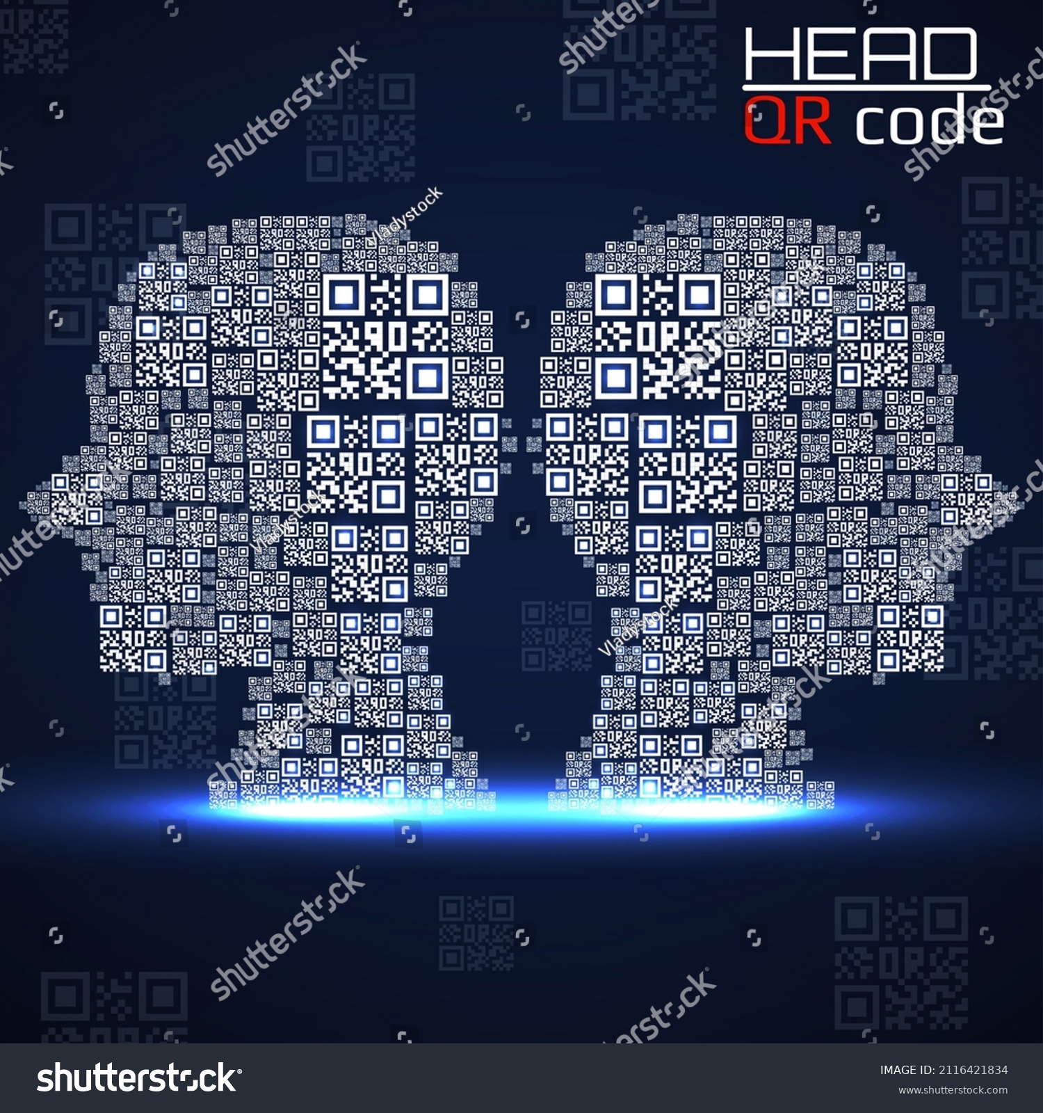 Qr Code Head Silhouette Human Heads Stock Vector (Royalty Free ...
