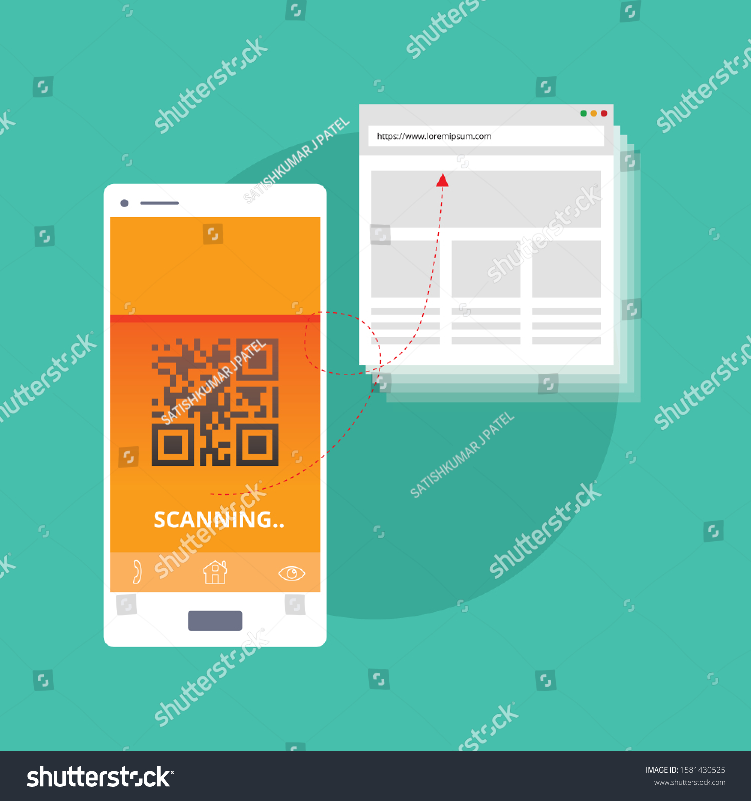 Qr Code Reader App On Smartphone Stock Vector (Royalty Free) 1581430525