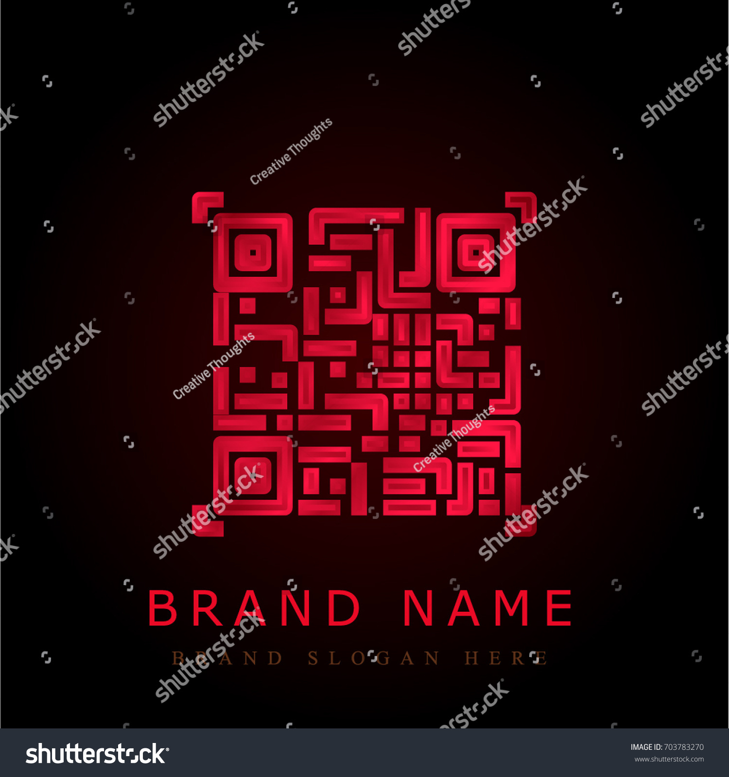 Qr Code Red Chromium Metallic Logo Stock Vector (Royalty Free ...