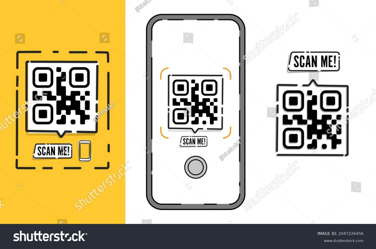 Qr Code Scan Me Template Smartphone Stock Vector (Royalty Free) 2047226456