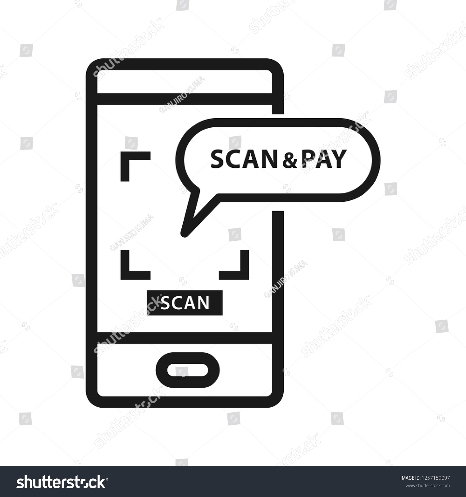 Qr Code Scan Payment Icon Simple Stock Vector (Royalty Free) 1257159097