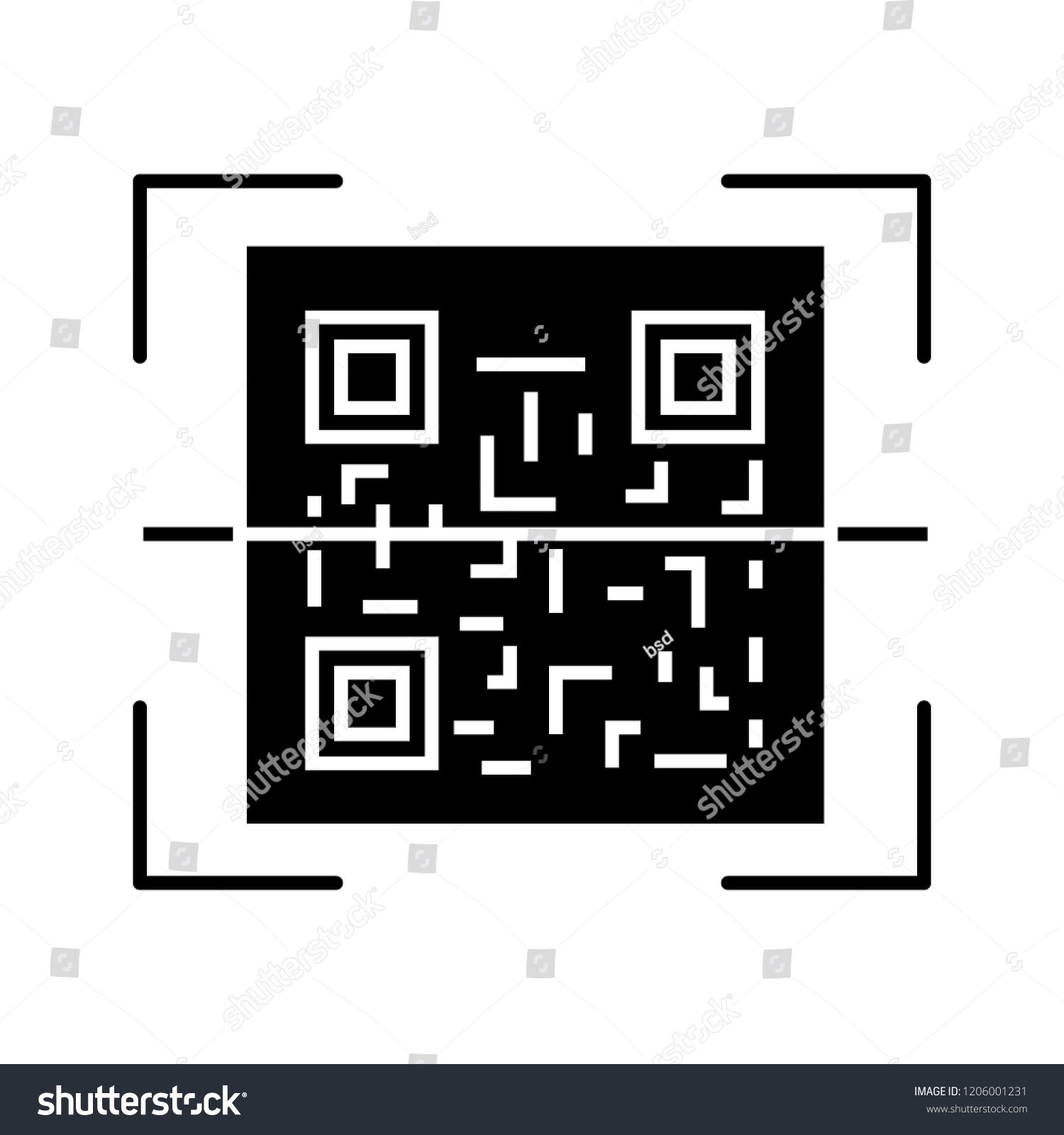 Qr Code Scanning Glyph Icon Silhouette Stock Vector (Royalty Free ...