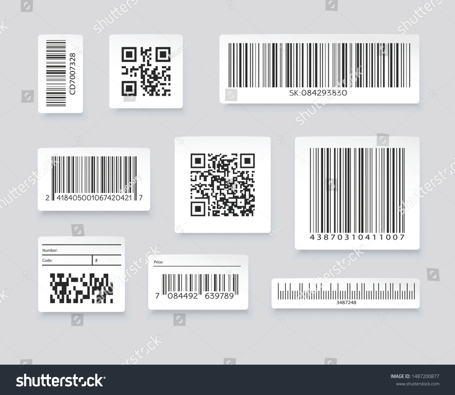 Qr Codes Barcode Labels Supermarket Scan: เวกเตอร์สต็อก (ปลอดค่า ...