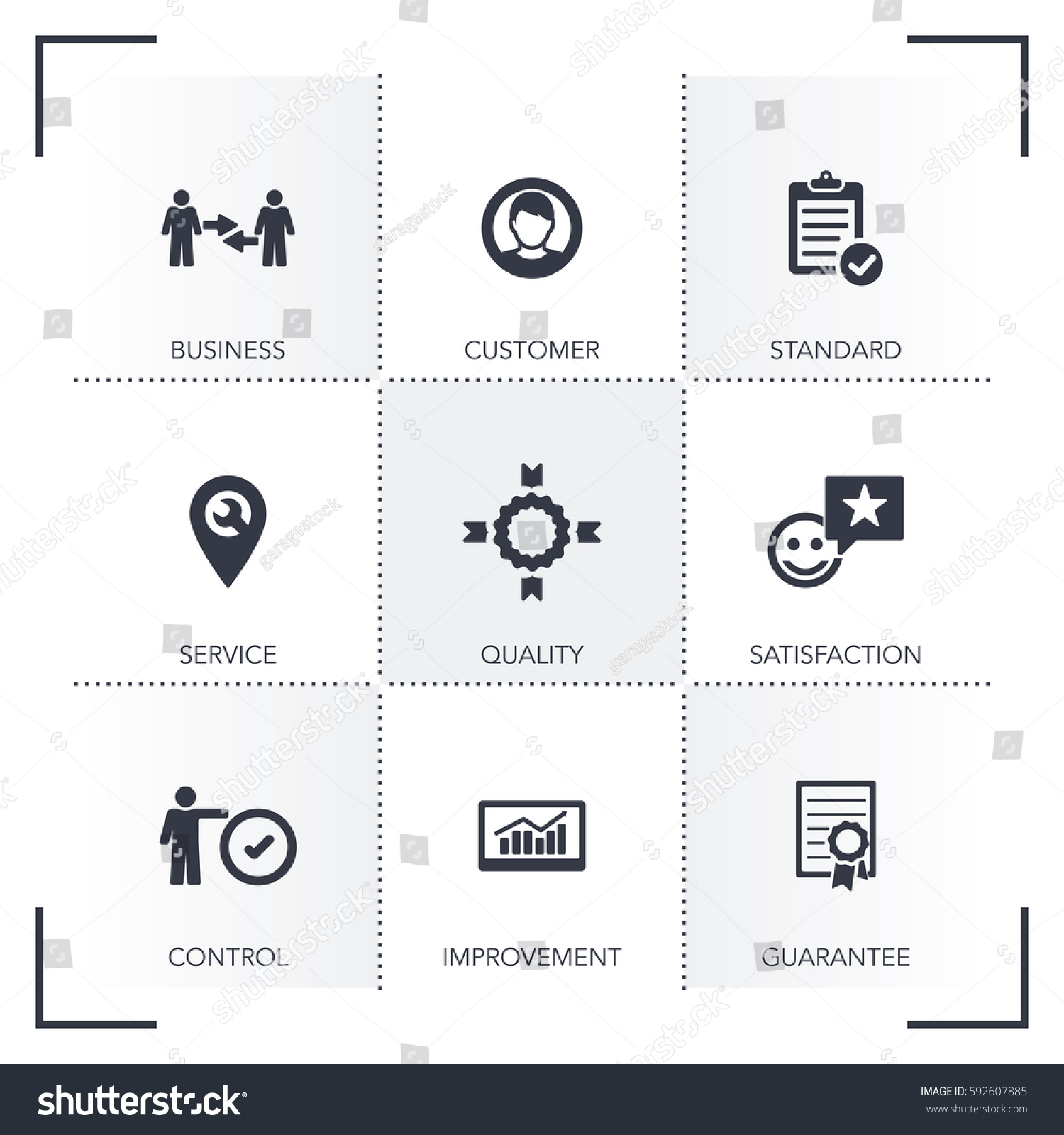 Quality Assurance Icon Set Stock Vector (Royalty Free) 592607885