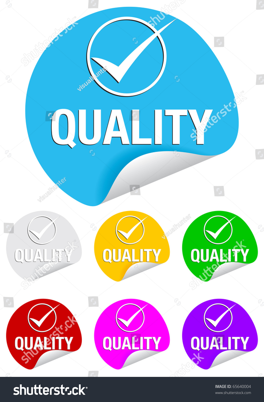Quality Check Mark,Round Stickers Stock Vector Illustration 65640004 ...